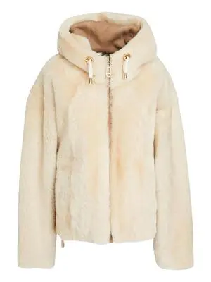 DOM GOOR Dom Goor Aviator Shearling Hooded Jacket
