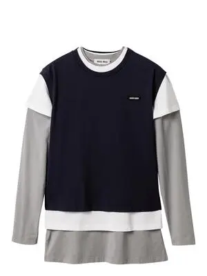 Miu Miu Cotton Layering T-shirts - Grey