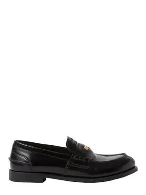 Miu Miu Brushed-leather Embossed Loafers - Black