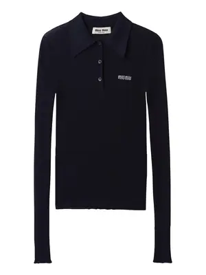 Miu Miu Cashmere And Silk Polo Shirt - Blue