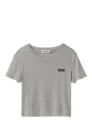 Miu Miu Cotton Logo T-shirt - Grey