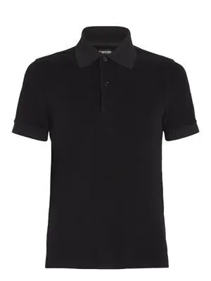 TOM FORD Towelling Polo Shirt - Black