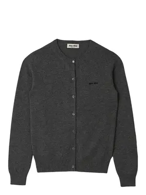 Miu Miu Cashmere Logo Cardigan - Grey