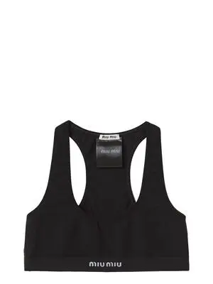 Miu Miu Seamless Racerback Crop Top - Black
