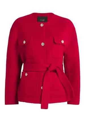 Maje Wool-Blend Jacket Red