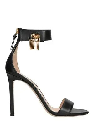 TOM FORD Leather Padlock Stiletto Sandals - Black