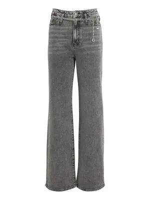Maje Maje Chain-Detail Wide-Leg Jeans Black