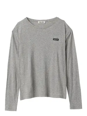 Miu Miu Logo-patch Long-sleeve T-shirt - Grey