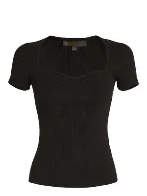 Maje Short-sleeve Ribbed Top - Black