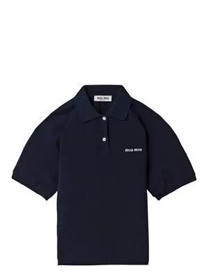 Miu Miu Cotton Logo Polo Shirt - Blue