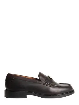 Claudie Pierlot Leather Loafers With Gold Tone Button - Brown