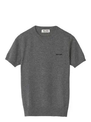 Miu Miu Cashmere Logo Sweater Grey