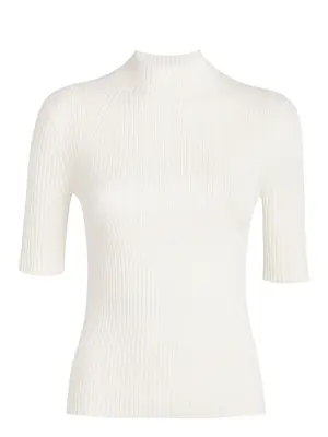 Maje Ribbed High-neck T-shirt - White