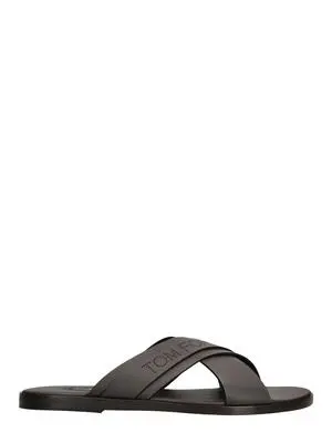 TOM FORD Leather Preston Slides - Brown