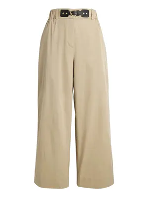 Maje Cotton Gabardine Wide-leg Trousers - Brown