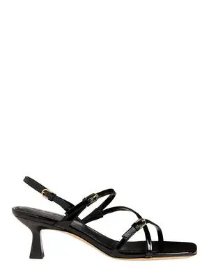 Sandro Leather Heeled Sandals - Black