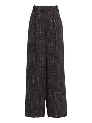 Maje Tweed Tailored Trousers - Brown
