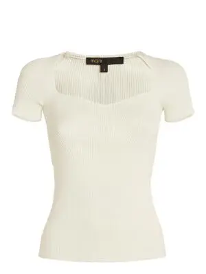 Maje Short-sleeve Ribbed Top - White