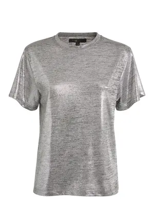 Maje Metallic Silver T-shirt - Black