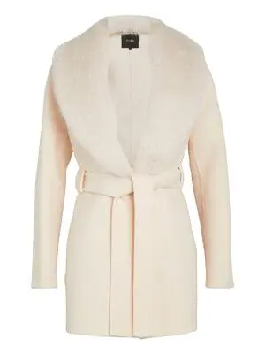Maje Wool-blend Wrap Coat - White