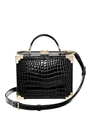 ASPINAL OF LONDON Aspinal Of London Croc-Embossed Leather Trunk Top-Handle Bag