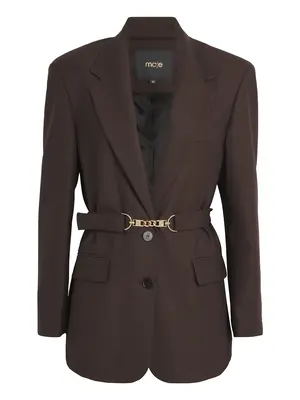 Maje Chain-detail Single-breasted Blazer - Brown