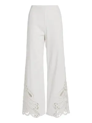 Maje Embroidered Wide-leg Trousers - White