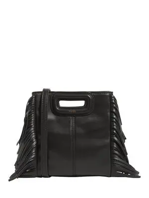 Maje Mini Leather 'm' Top-handle Bag - Black