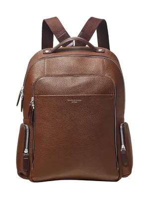 ASPINAL OF LONDON Pebble Leather Reporter Zipped Backpack - Brown