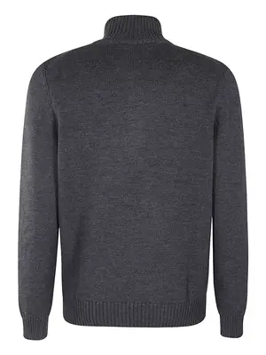 FAY Mock-neck Wool Jumper - Grey