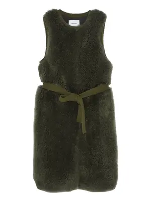 YVES SALOMON Belted Shearling Gilet - Green