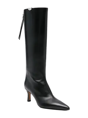 Maje 75mm Leather Boots - Black