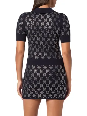 Philipp Plein Crystal-embellished Polo Top - Blue