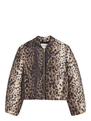 Apparis Leni Leopard Print Bomber Jacket - Neutrals