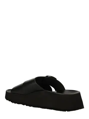 BIRKENSTOCK Almina Leather Slides - Black
