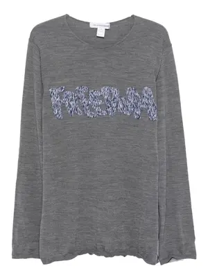 Comme Des Garçons Freedom-embroidered Sweater - Grey