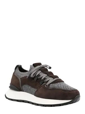 DOUCAL'S Leather Trim Sneakers - Grey