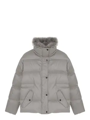 YVES SALOMON Faux-fur Trimmed Puffer Jacket - Grey