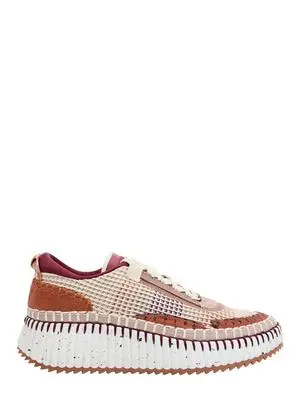 Chloé Chloé Nama Panelled Knitted Sneakers Tan