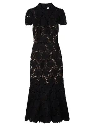 SELF-PORTRAIT Guipure Lace Midi Dress - Black