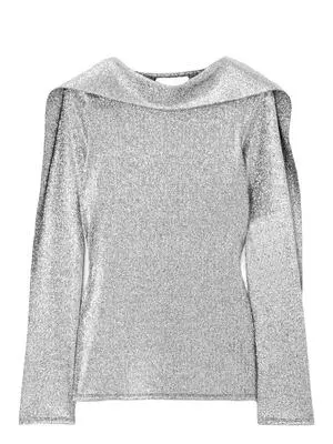 LIBEROWE Roberta Metallic Knitted Top With Scarf Detail - Silver