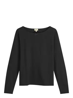 Donni. Jersey Bow Long Sleeve Top - Jet