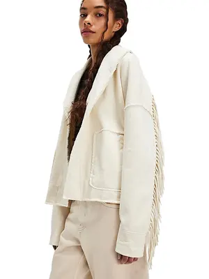 RAGABOND Wyatt Fringe Cardigan Bone