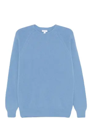 Sunspel Lambswool Crew-neck Sweater - Blue