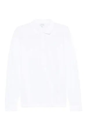 Sunspel Longsleeved Piqué Polo Shirt - White