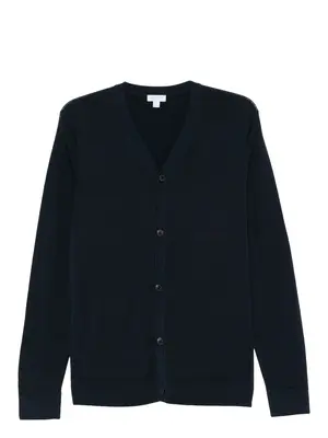 Sunspel Merino Wool Cardigan - Blue