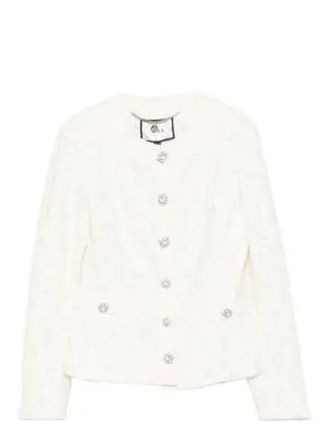 NISSA Embroidered Jacquard Jacket - White