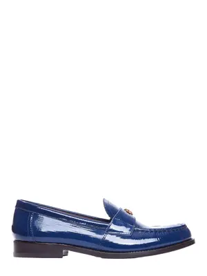 Tory Burch Logo-plaque Leather Loafers - Blue