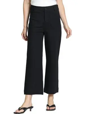 APNY Ponte Wide Leg Crop Trousers - Black