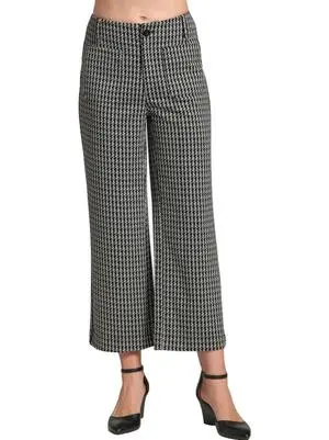 APNY Ponte Wide Leg Crop Trousers - Black/white
